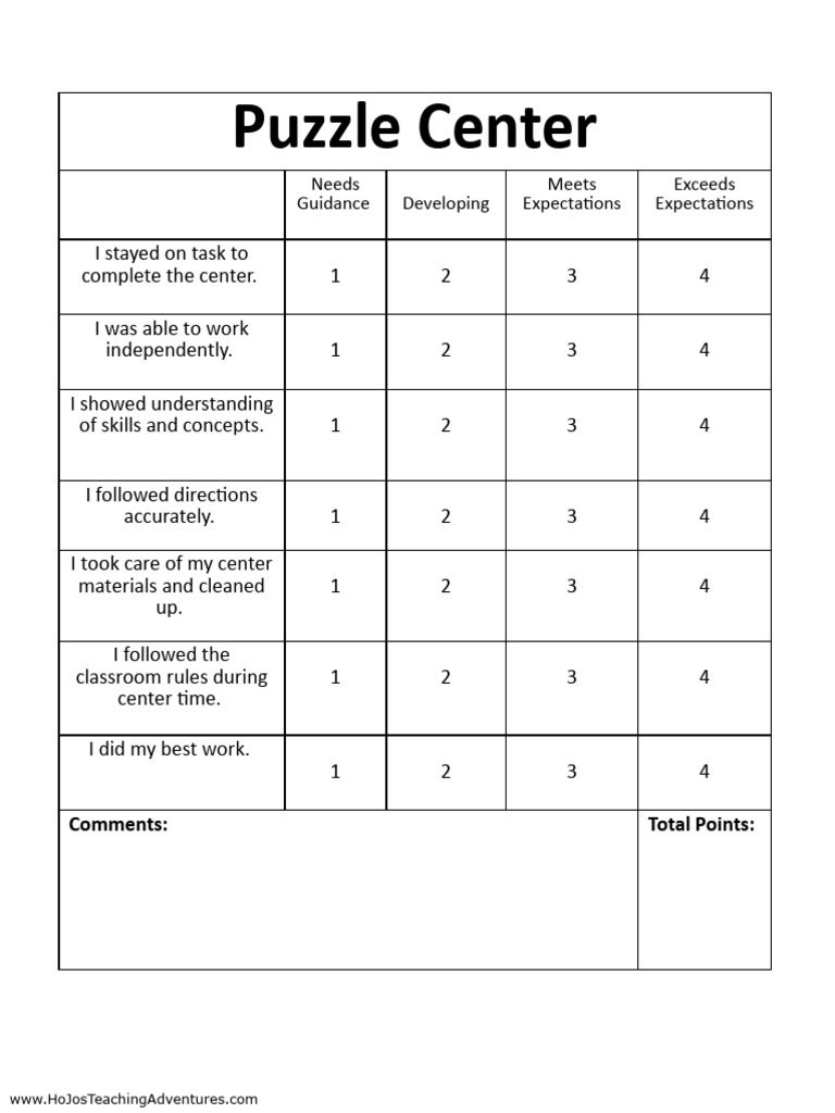 Editable-Center-Rubric | PDF | Behavior Modification | Teaching