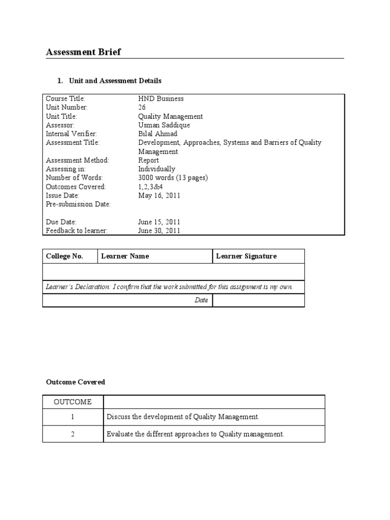 Assessment Brief: 1. Unit and Assessment Details | Download Free PDF ...
