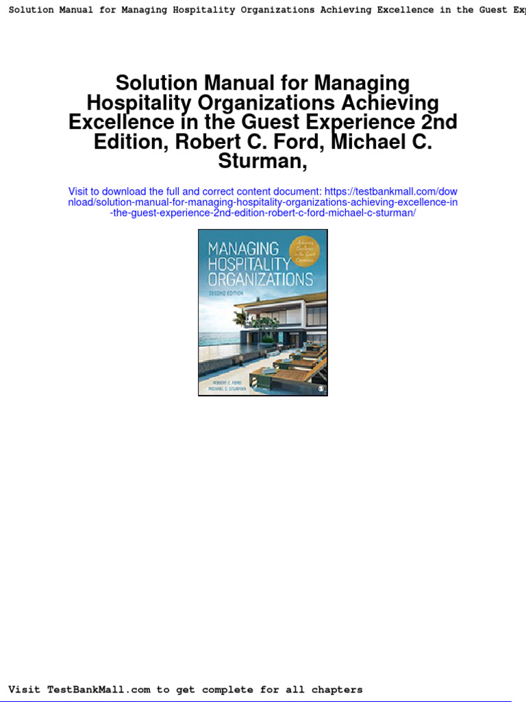 Solution Manual For Managing Hospitality Organizations Achieving ... Solution Manual For Managing Hospitality Organizations Achieving ...
