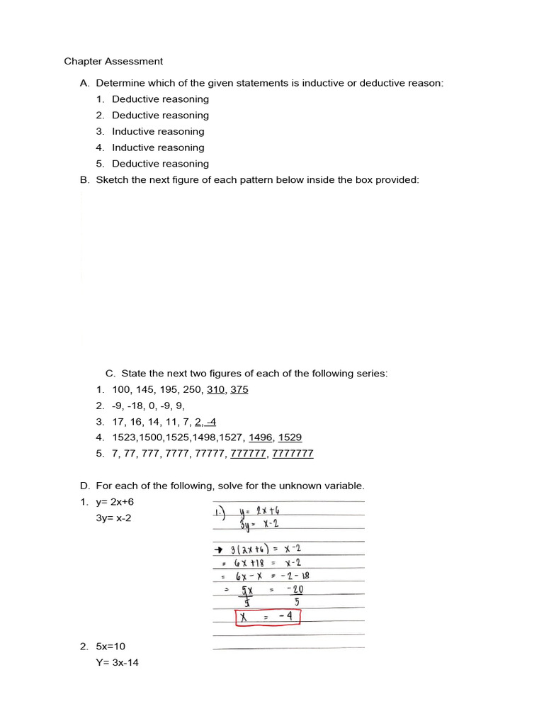 Mathematics Chapter Assessment | PDF