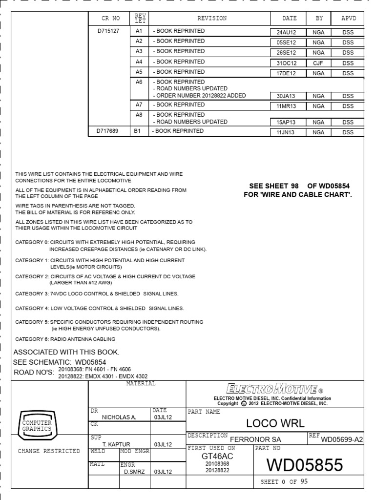 WD05855 Wiring Running List Rev - B | PDF | Voltage | Direct Current