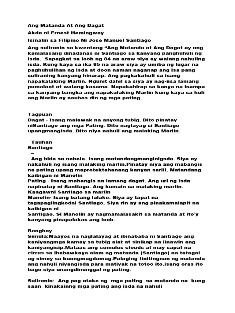 Ang Matanda at Ang Dagat | PDF