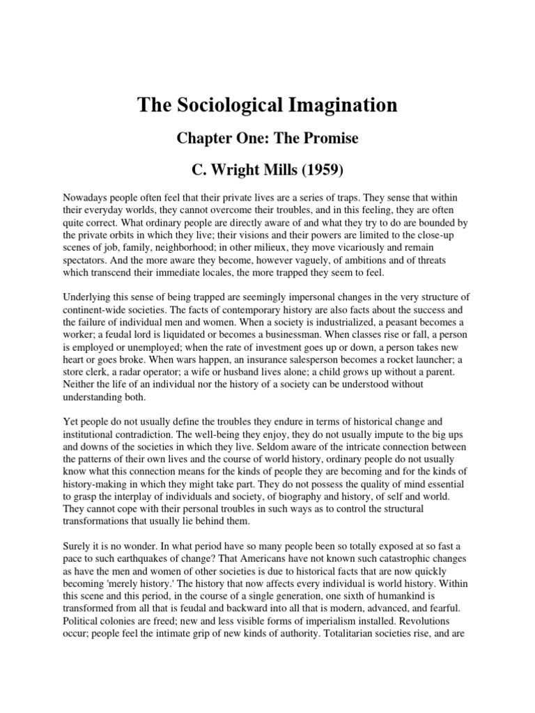 Understanding the Sociological Imagination | PDF | Divorce | Sociology