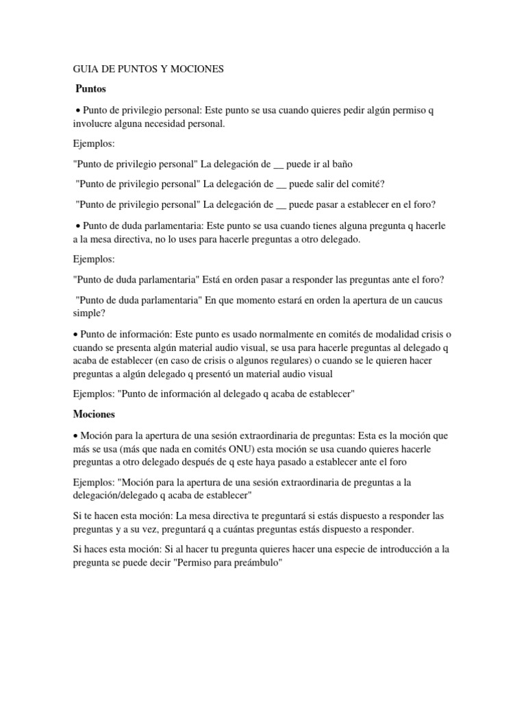 GUIA DE PUNTOS Y MOCIONES | PDF