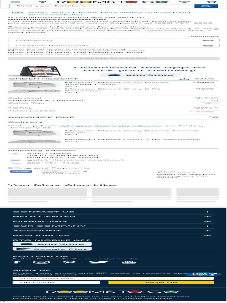 Order Successful - Rooms To Go | PDF | Computing | Service Industries