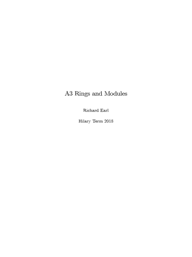 Lectures Rings and Modules | PDF | Ring (Mathematics) | Module ...
