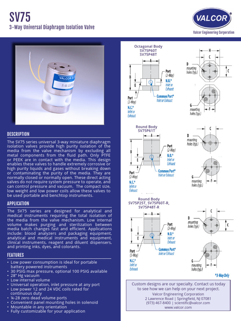 Valcor Scientific Industrial SV75 | PDF | Valve | Mechanical Engineering