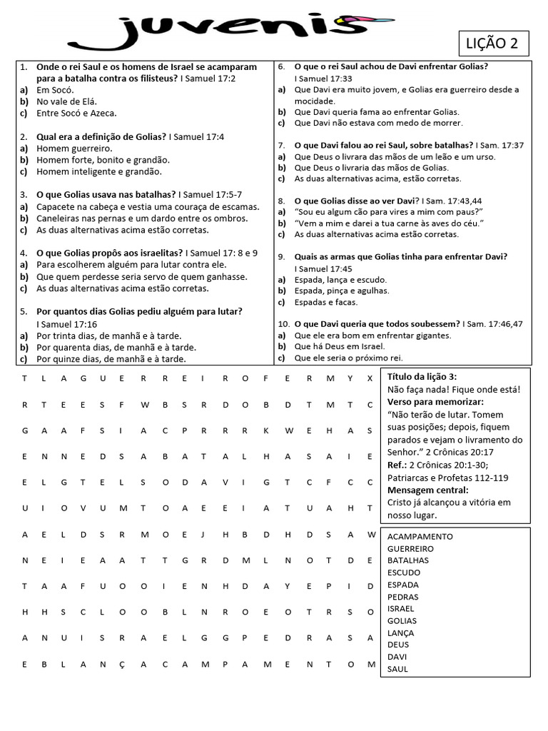Quiz 2 Juvenis | PDF