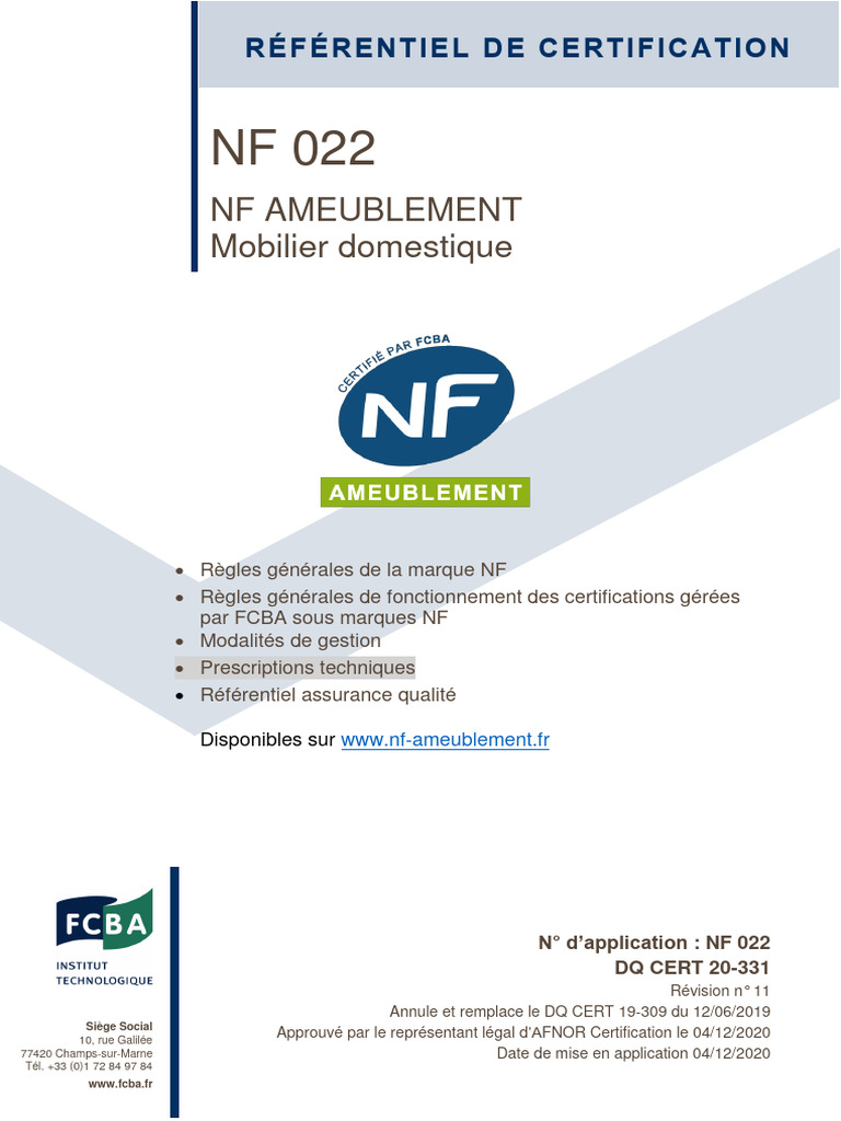 Normes NF Ameublement Mobilier Domestique | PDF | Meubles