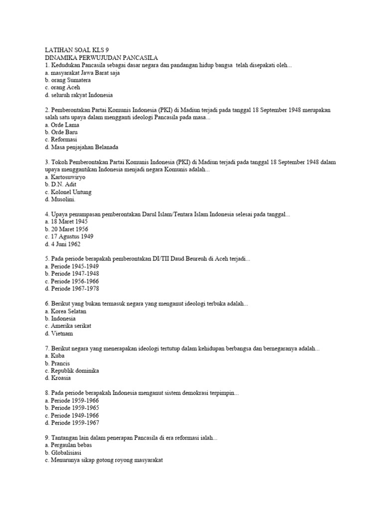 Latihan Soal KLS 9 | PDF