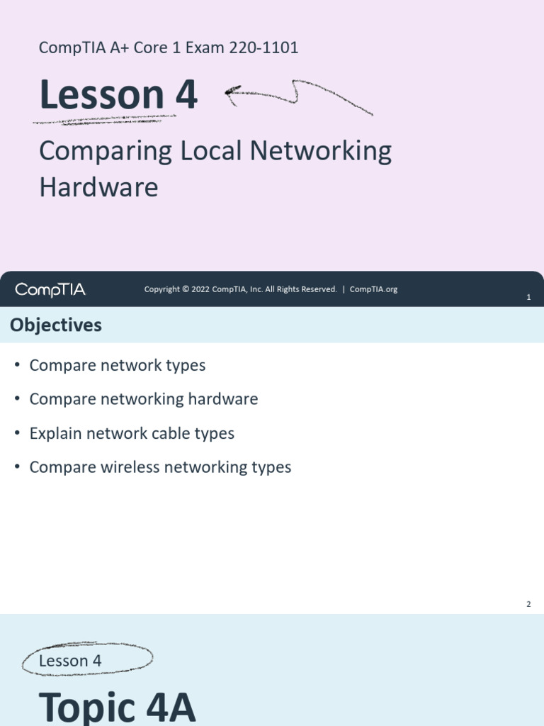 Lesson 4 – Comparing Local Networking Hardware Updated | PDF | Ieee 802.11 | Computer Network