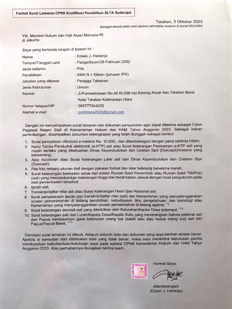 Ematrai Surat Lamaran | PDF