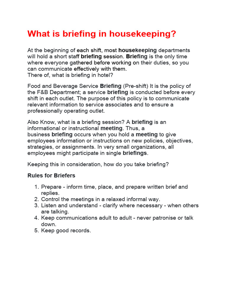 Briefing and Debriefing | PDF