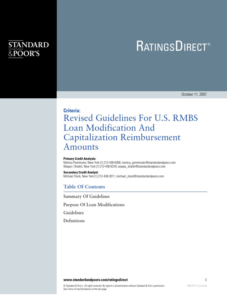 S P New Guidelines Rmbs Modifications | PDF | Mortgage Loan ...