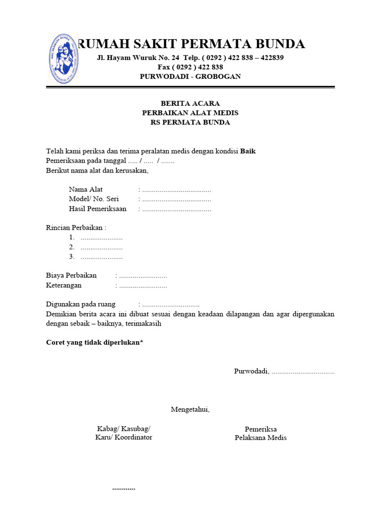 Perbaikan Alat Medis RS Permata Bunda | PDF | Griya & Taman