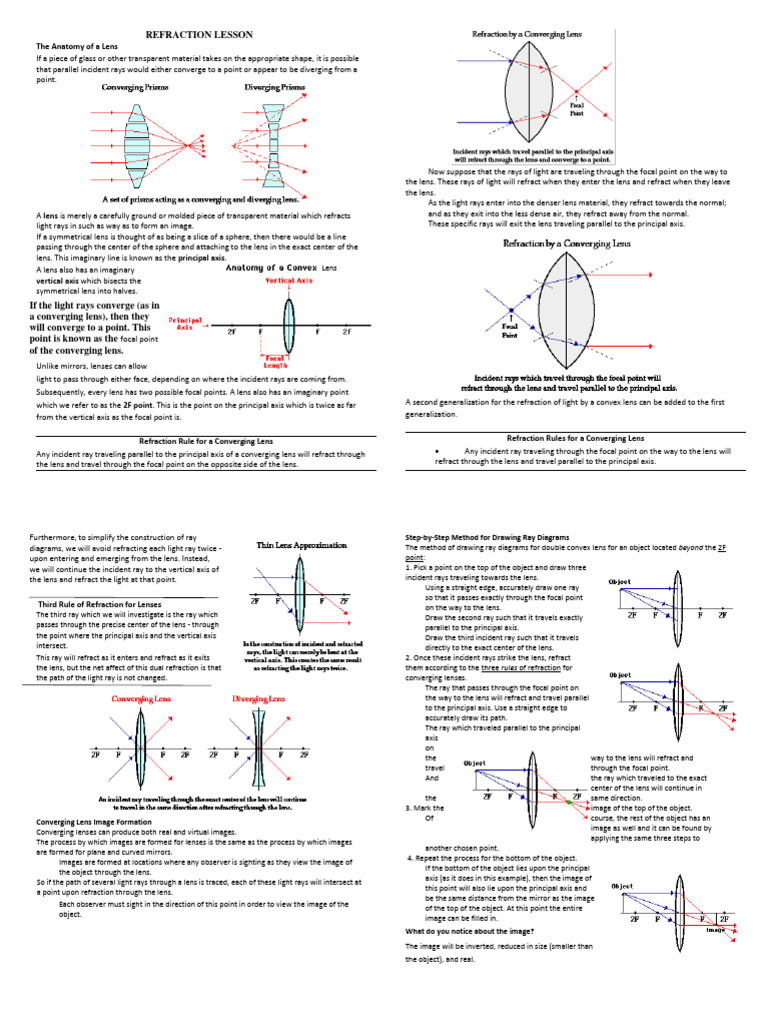 Refraction Lesson 1 Handout | PDF | Optics | Radiation