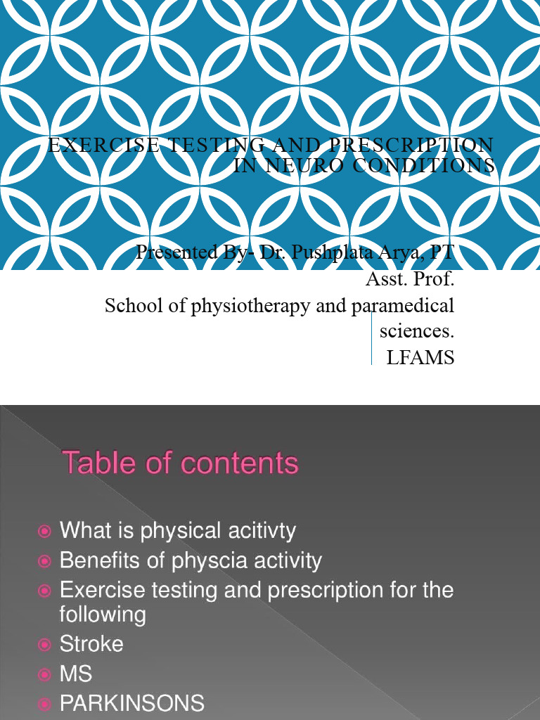 Exercise Planning Prescription And Planning For Neurological Conditions