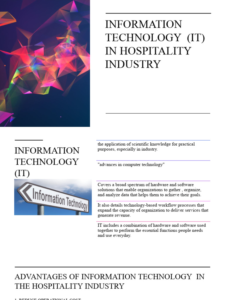 Chapter I Information Technology in Hospitality Industry Autosaved ...