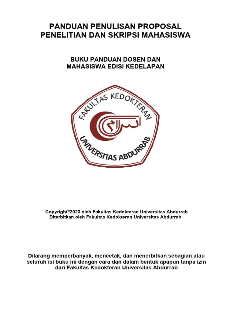 Buku Panduan Penulisan Proposal Penelitian Dan Skripsi - Edisi Kedelapan 2023 | PDF