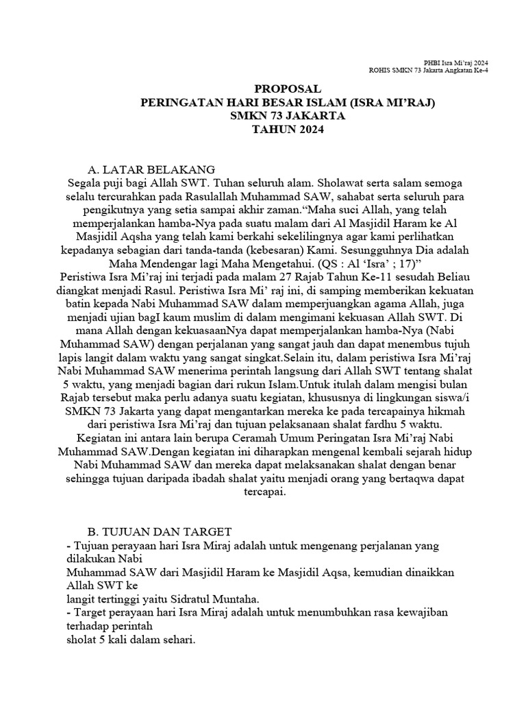 Proposal Isra Miraj 2024 | PDF