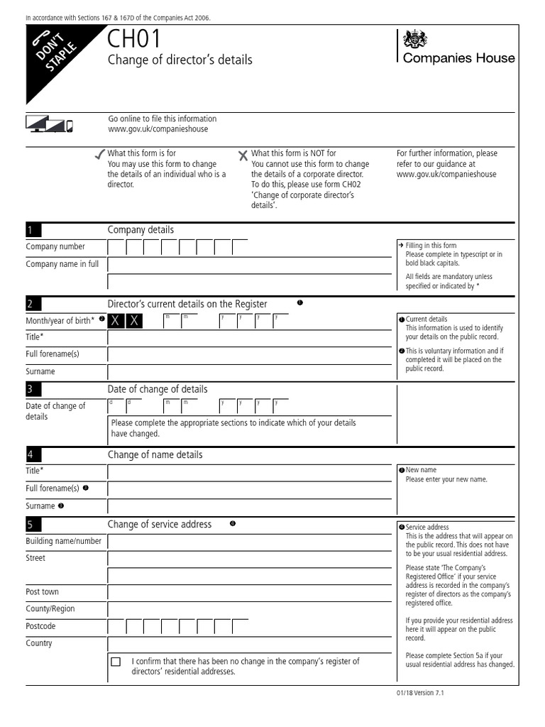 Change of Director Details CH01 Form | PDF