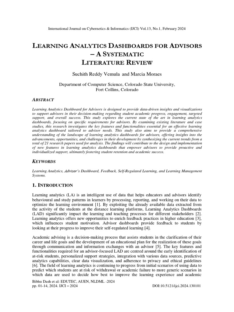 Learning Analytics Dashboards For Advisors - A Systematic Literature ...