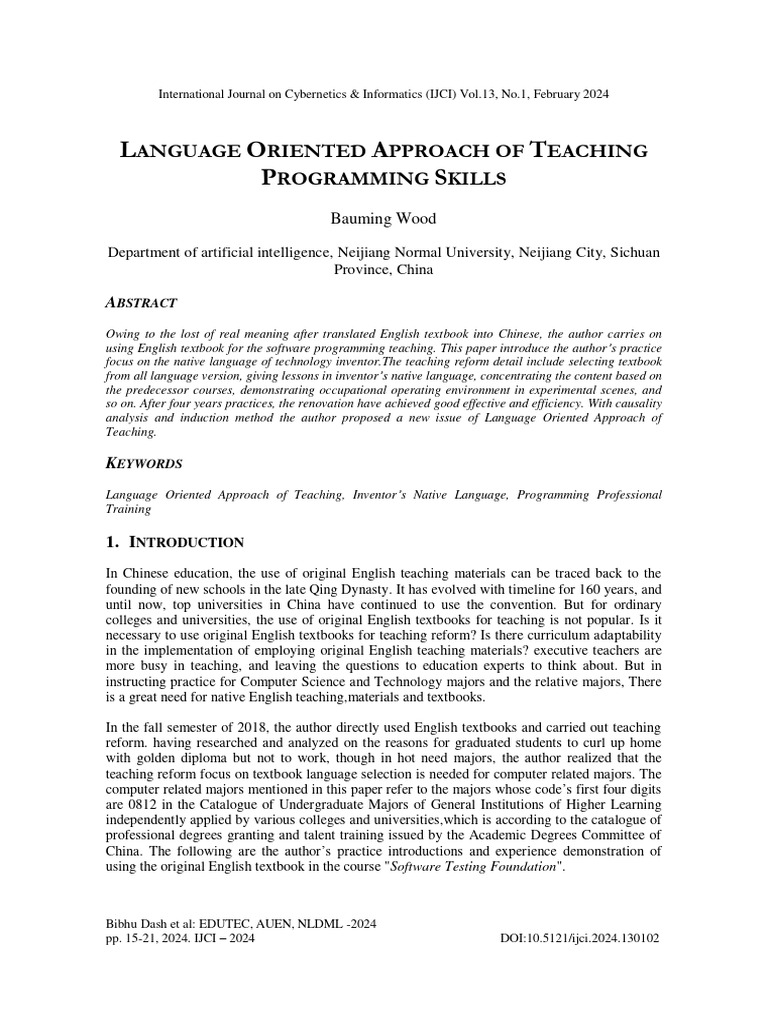 Language Oriented Approach of Teaching Programming Skills | Download Free PDF | Software ...