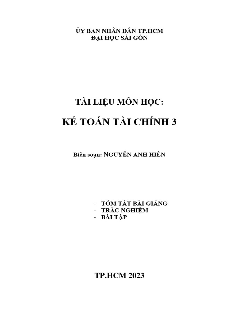 Trac Nghiem Va Bai Tap KTTC 3 | PDF