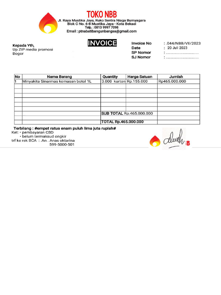 Invoice (044) NBB | PDF