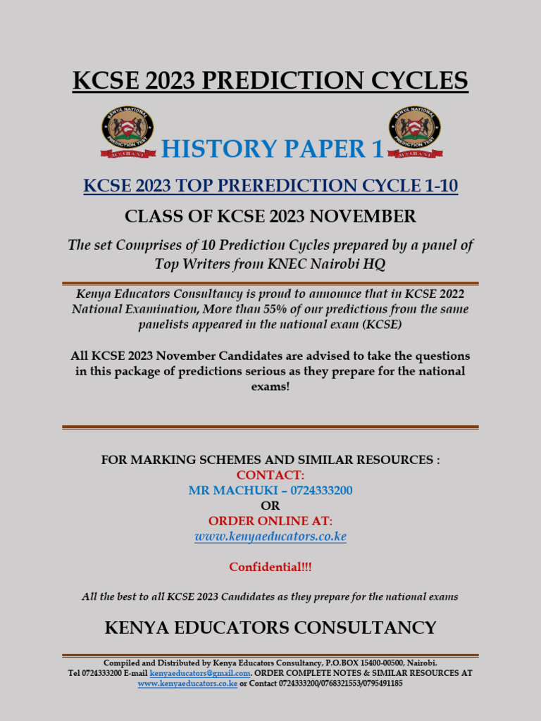 KCSE 2025 History Paper 1 Predictions | PDF | Kenya | East Africa