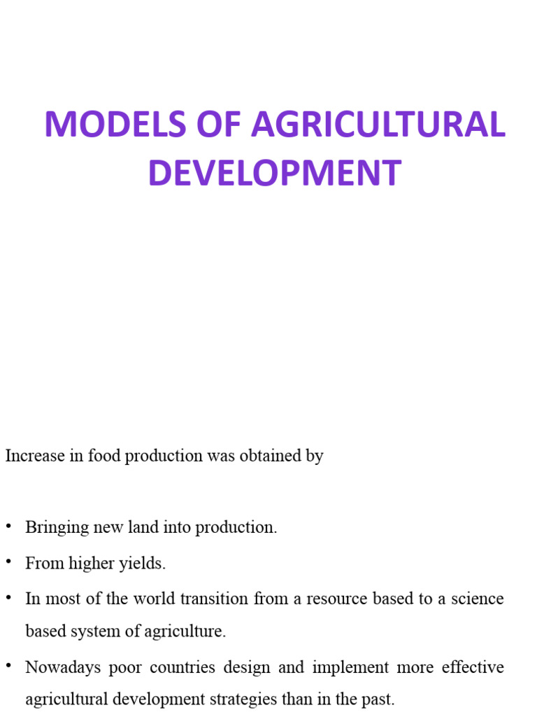 Models of Agrl Development | PDF | Agriculture | Intensive Farming