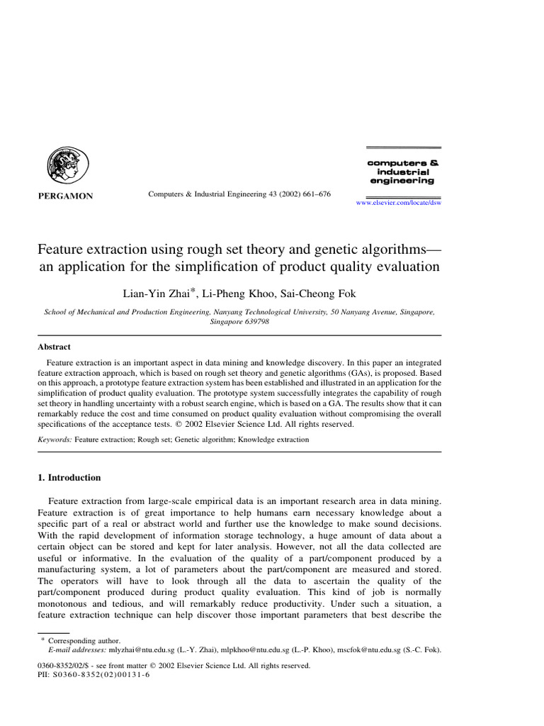 Feature Extraction Using Rough Set Theor | PDF | Fuzzy Logic | Applied Mathematics