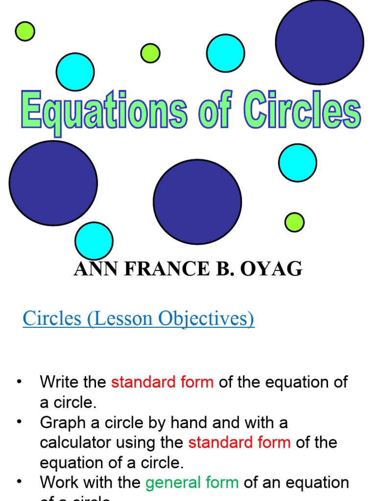 Equations of Circles Final | PDF | Circle | Radius