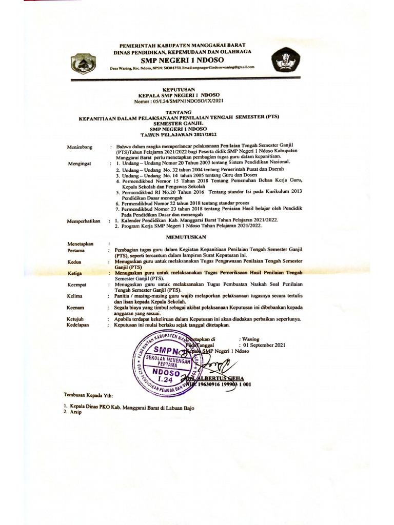 SK Panitia PTS Ganjil 2021 2022 | PDF