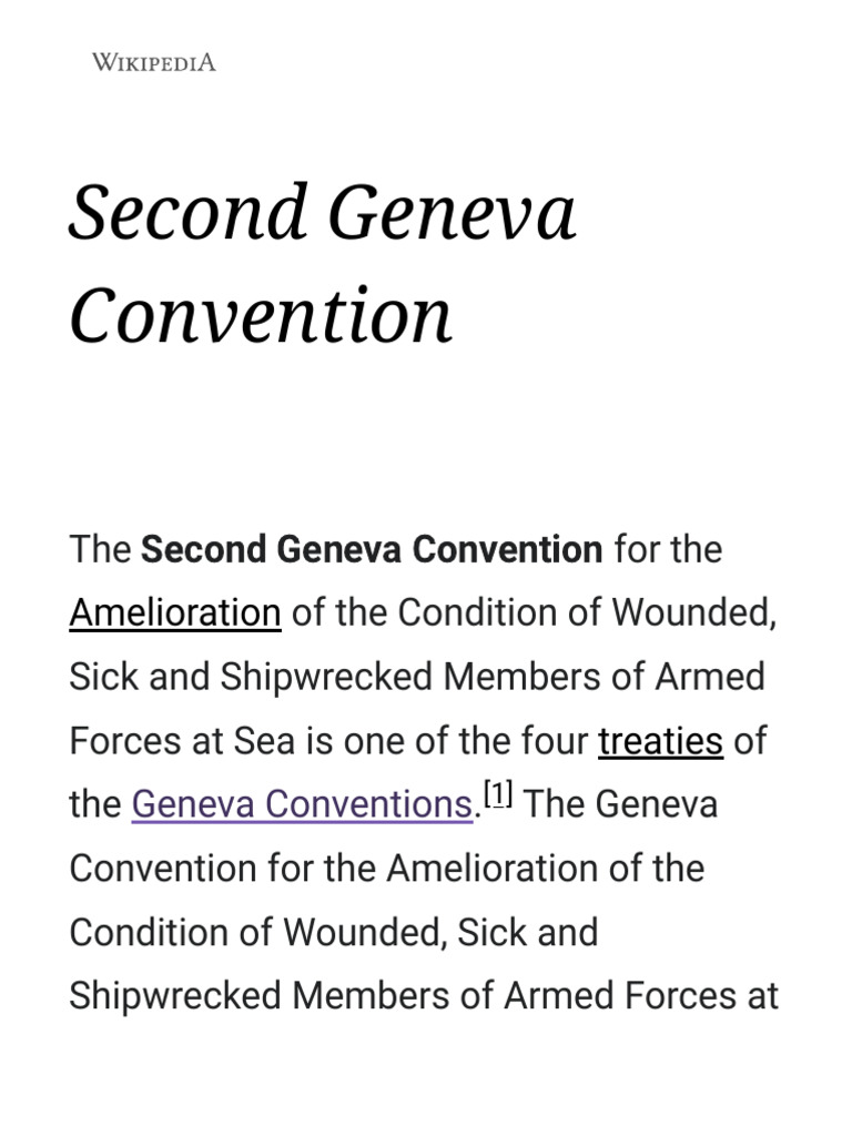 Second Geneva Convention - Wikipedia | PDF | Geneva Conventions ...