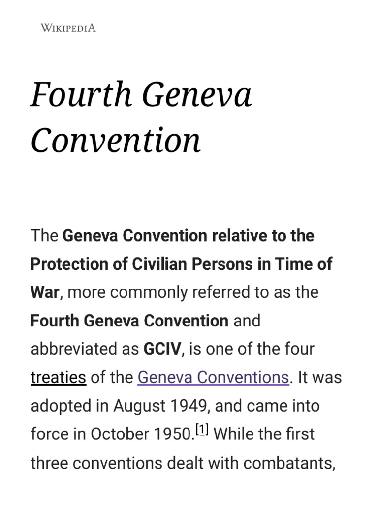 Fourth Geneva Convention - Wikipedia | PDF | Military Occupation ...