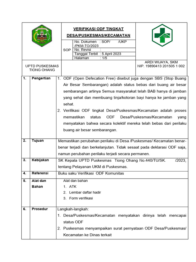 SOP Verifikasi ODF | PDF