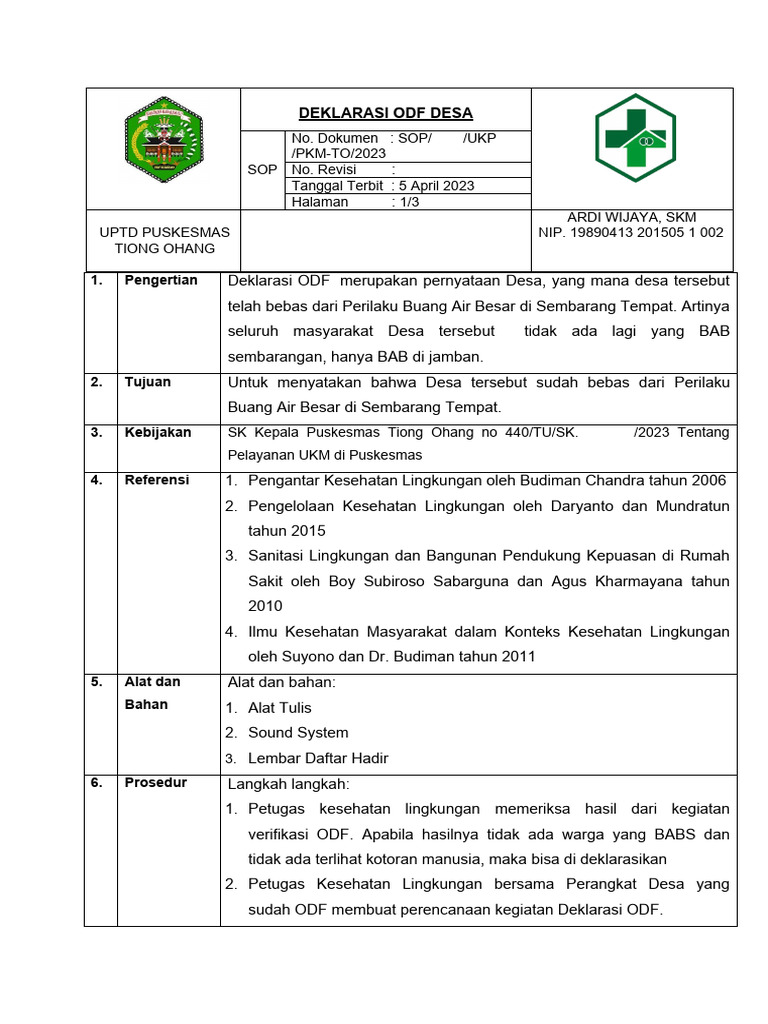 SOP Deklarasi ODF | PDF