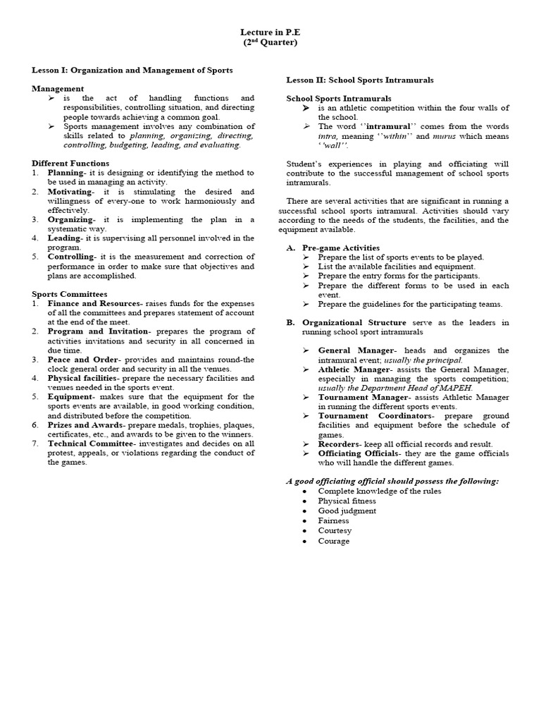 2NDQ PE Lecture | PDF