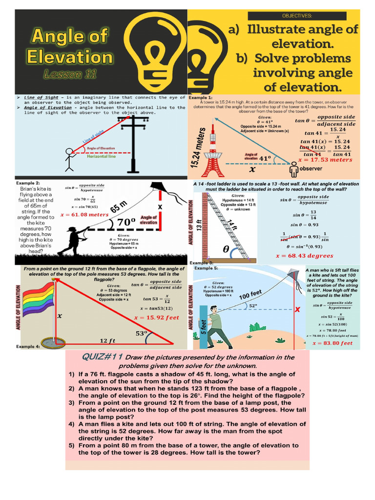 Lesson 11 Angle of Elevation | PDF