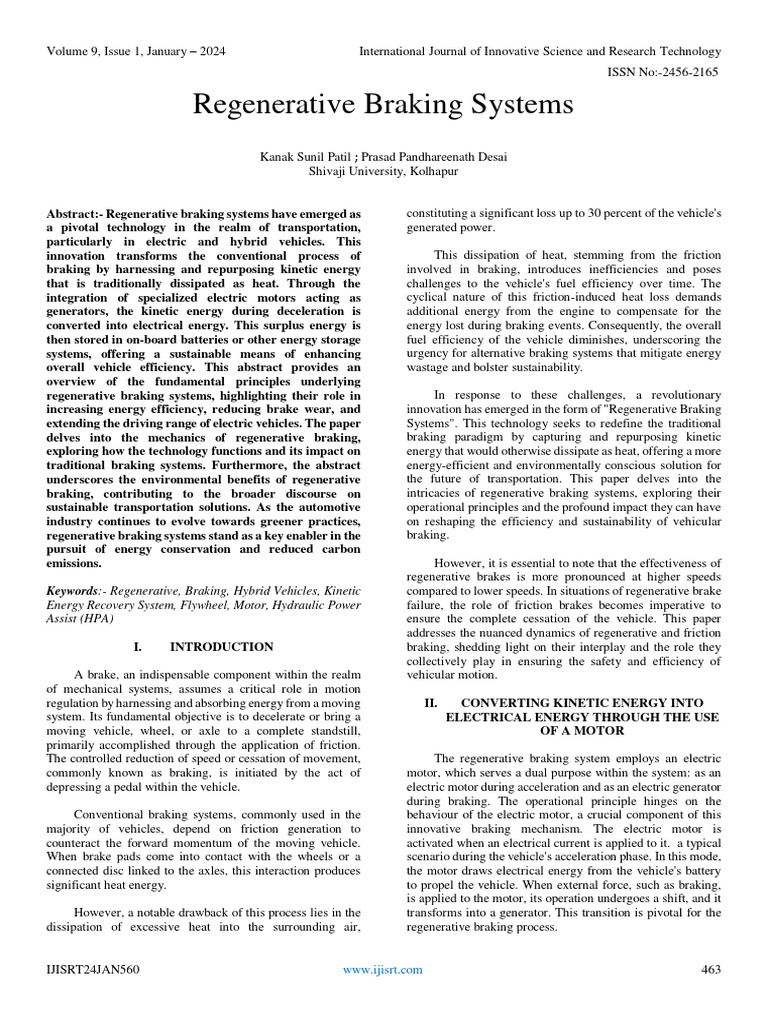 Regenerative Braking Systems | Download Free PDF | Brake | Efficient Energy Use
