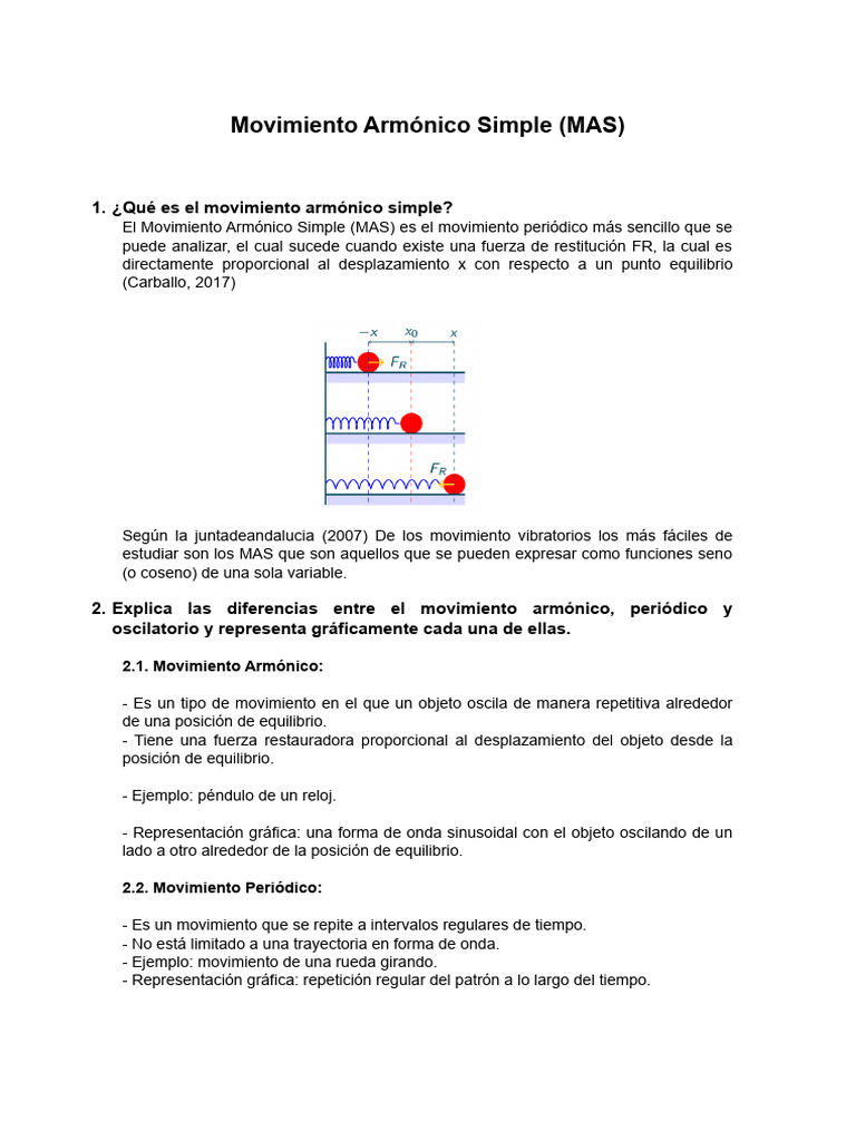 Movimiento Armónico Simple | PDF