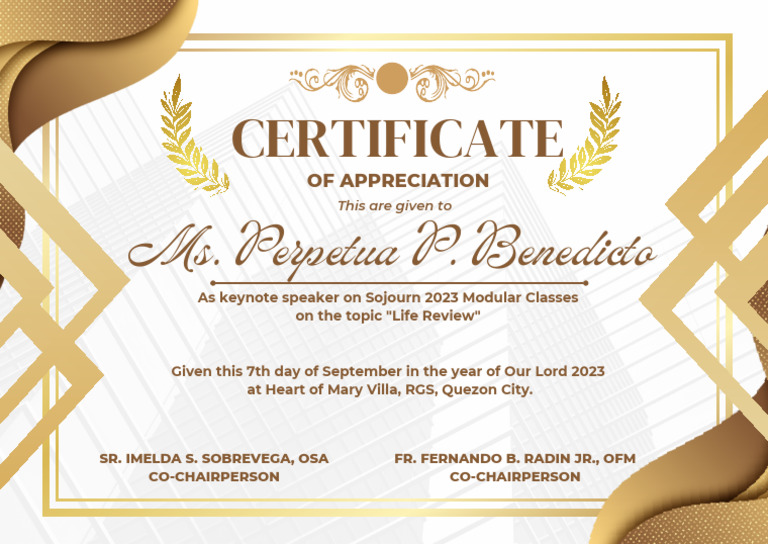 Edited Certificate of Appreciation | PDF