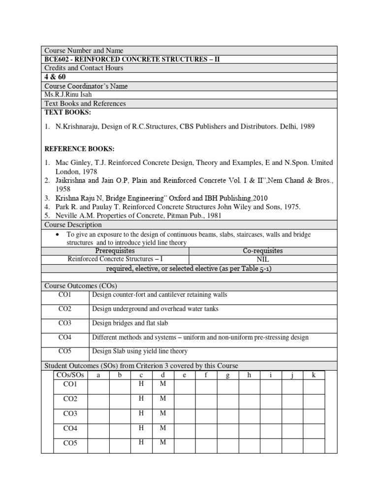 Bce602 - Reinforced Concrete Structures - II | PDF Bce602 - Reinforced Concrete Structures - II | PDF