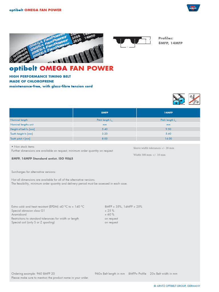 Optibelt OMEGA FAN POWER Product Reference | PDF | Mechanical ...