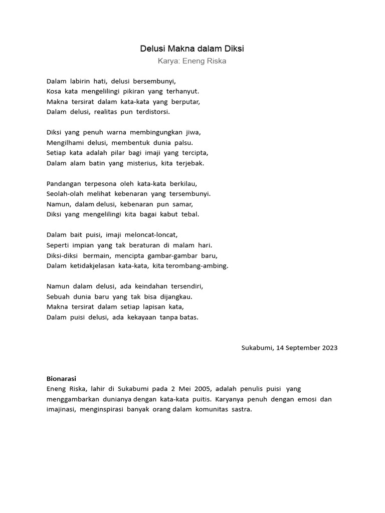 Makna Delusi dalam Diksi Puisi | PDF