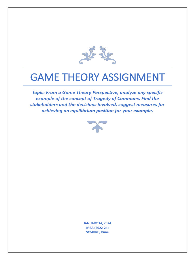 Game Theory Assignment | PDF | Overfishing | Natural Environment