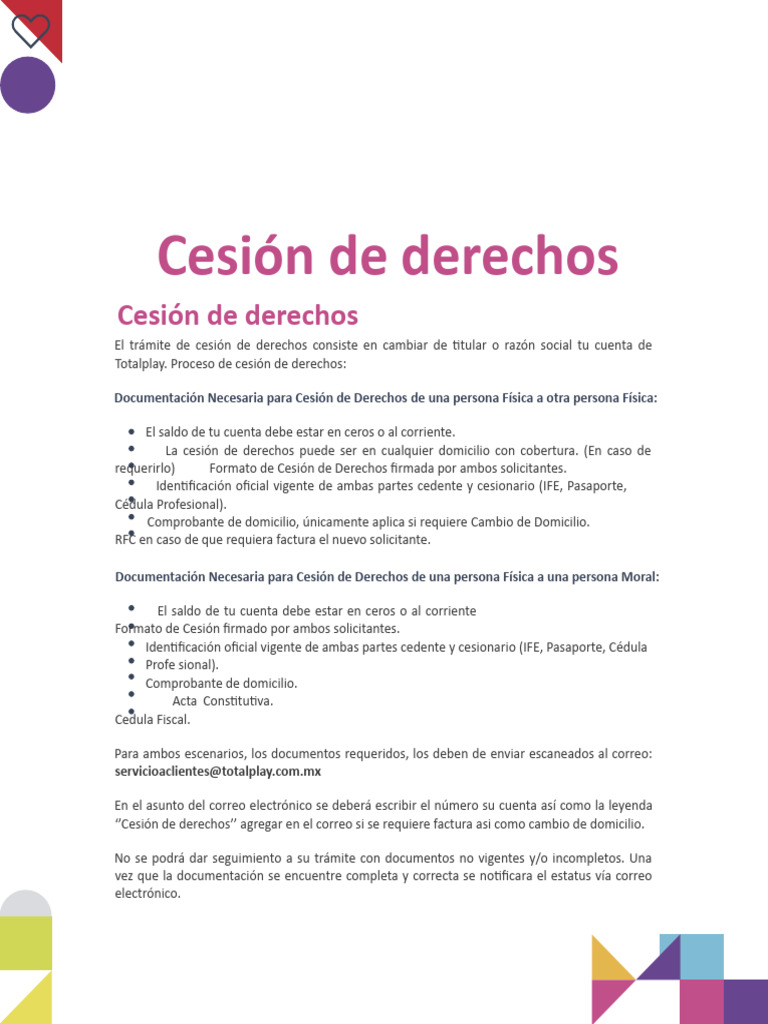 Formato de Cesion de Derechos | PDF Formato de Cesion de Derechos | PDF