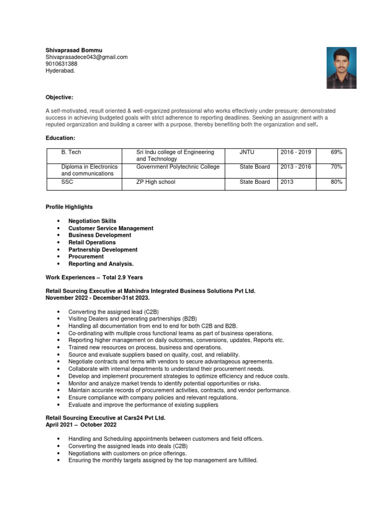 Shiva Resume.34 | PDF | Procurement | Supply Chain