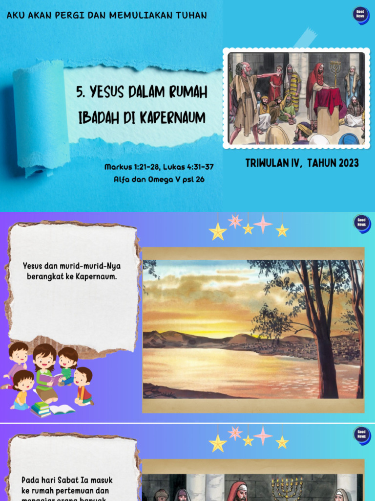 Khotbah Singkat Untuk Anak Triwulan IV-2023, Sabat 5 - Yesus Dalam Rumah Ibadah Di Kapernaum | PDF